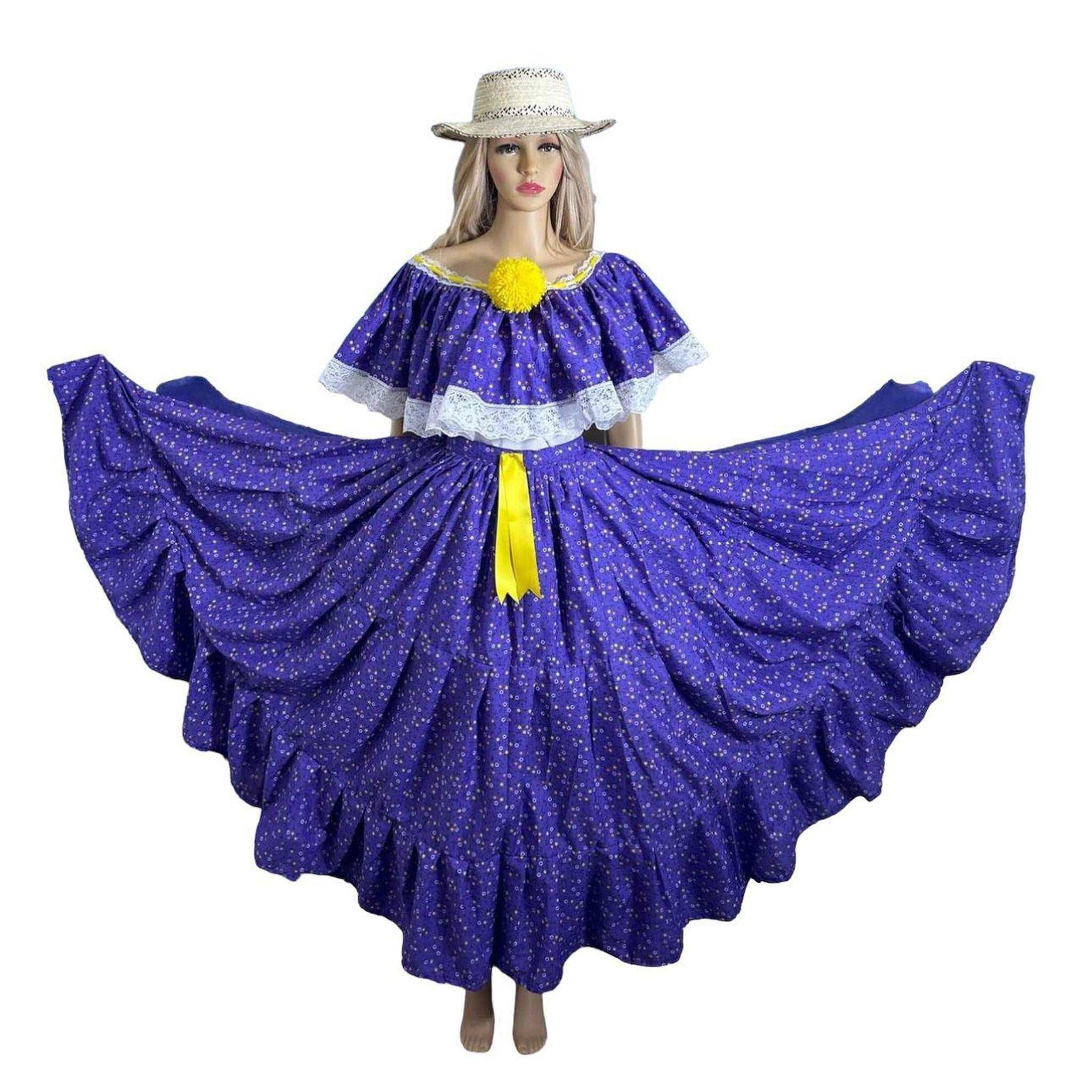 Pollera de Zaraza Panamanian Traditional Dress Montuno Style - Walmart.com