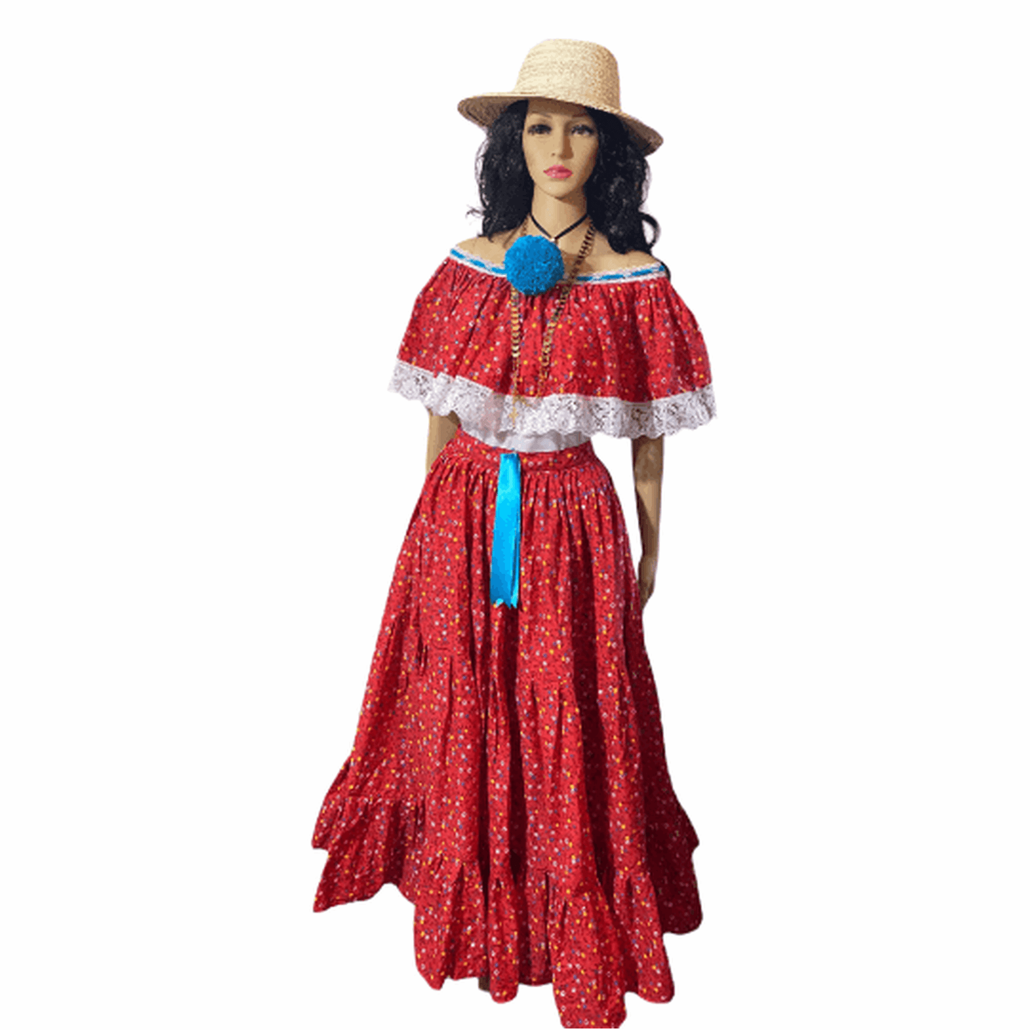 Pollera de Zaraza Panamanian Traditional Dress Montuno Style - Walmart.com