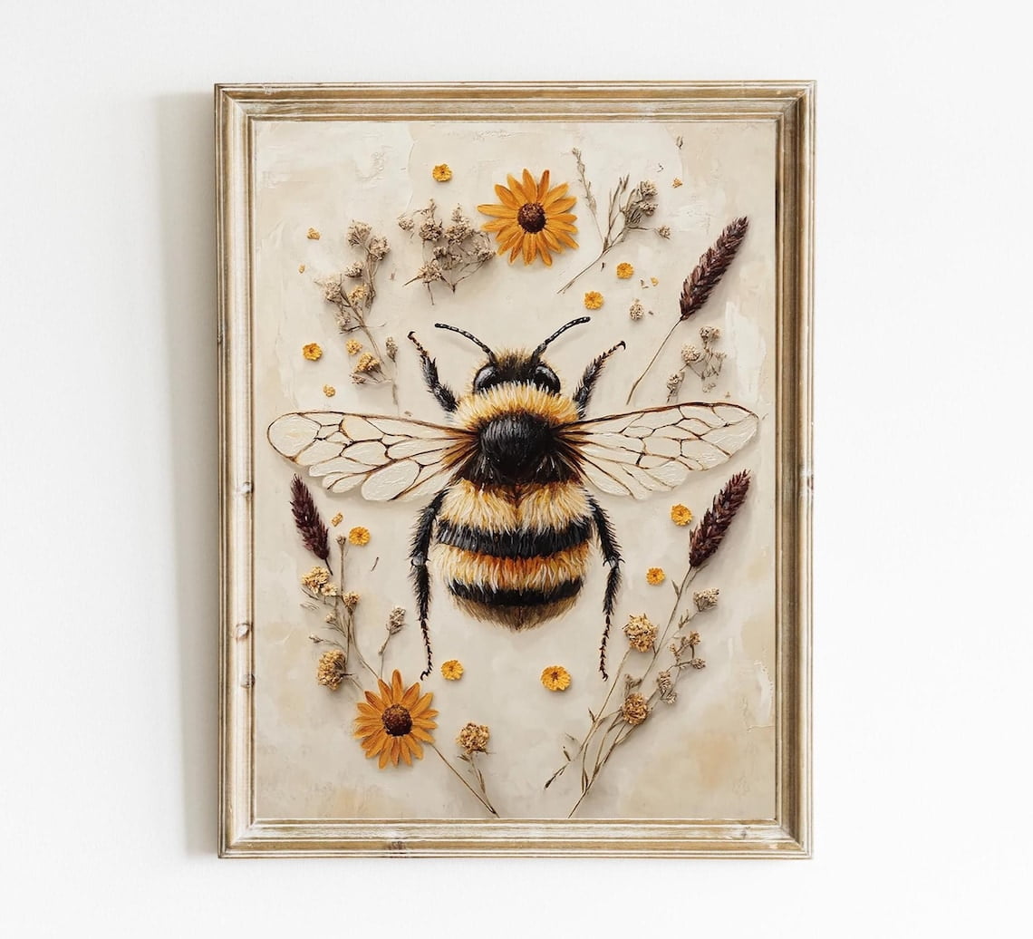 Pollinator Bee Wall Decor Poster Whimsical Nature Decor Poster Nursery ...