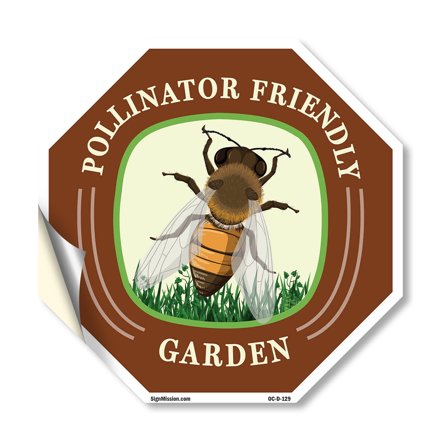 Pollinator Friendly Garden 10 inch X 10 inch Octagon Vinyl Label Decal ...