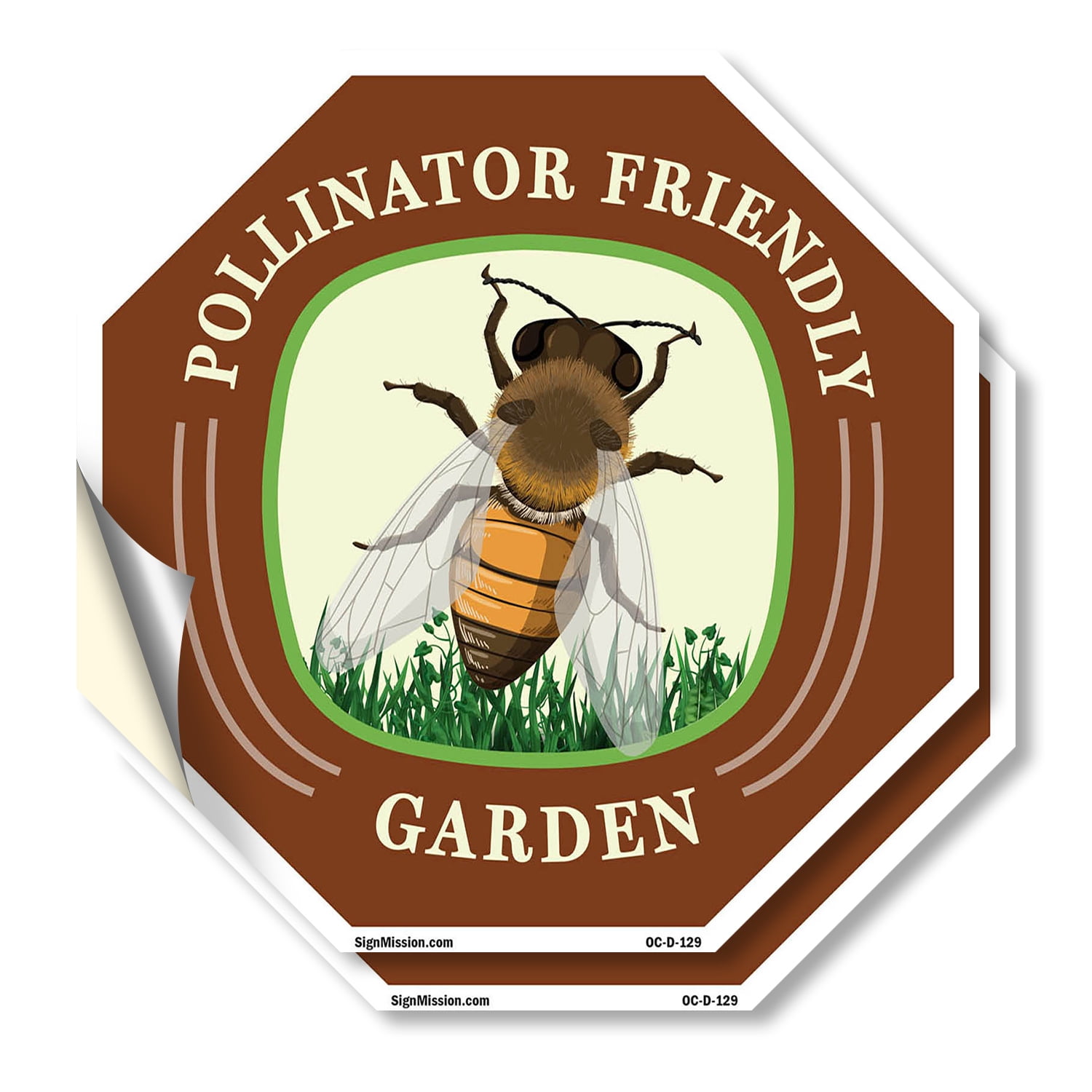 Pollinator Friendly Garden (2 Pack) 4 inch X 4 inch Octagon Vinyl Label ...