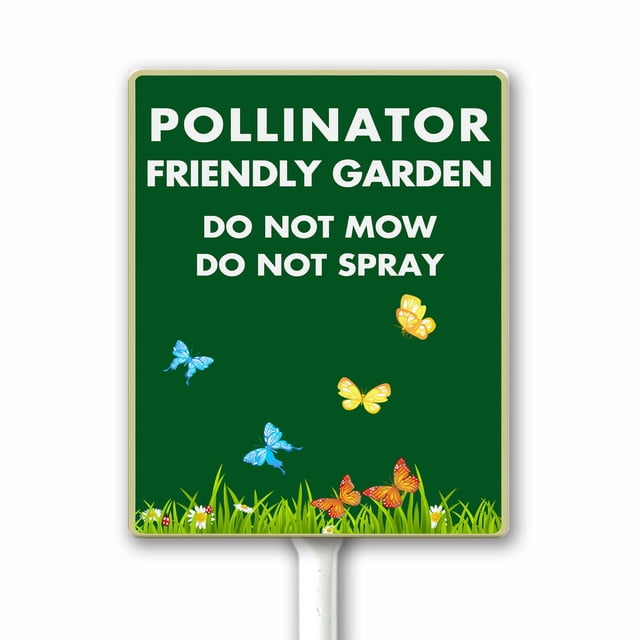 Pollinator Friendly Garden Yard Sign with Stake 7X8.8 Inches, No Mow ...