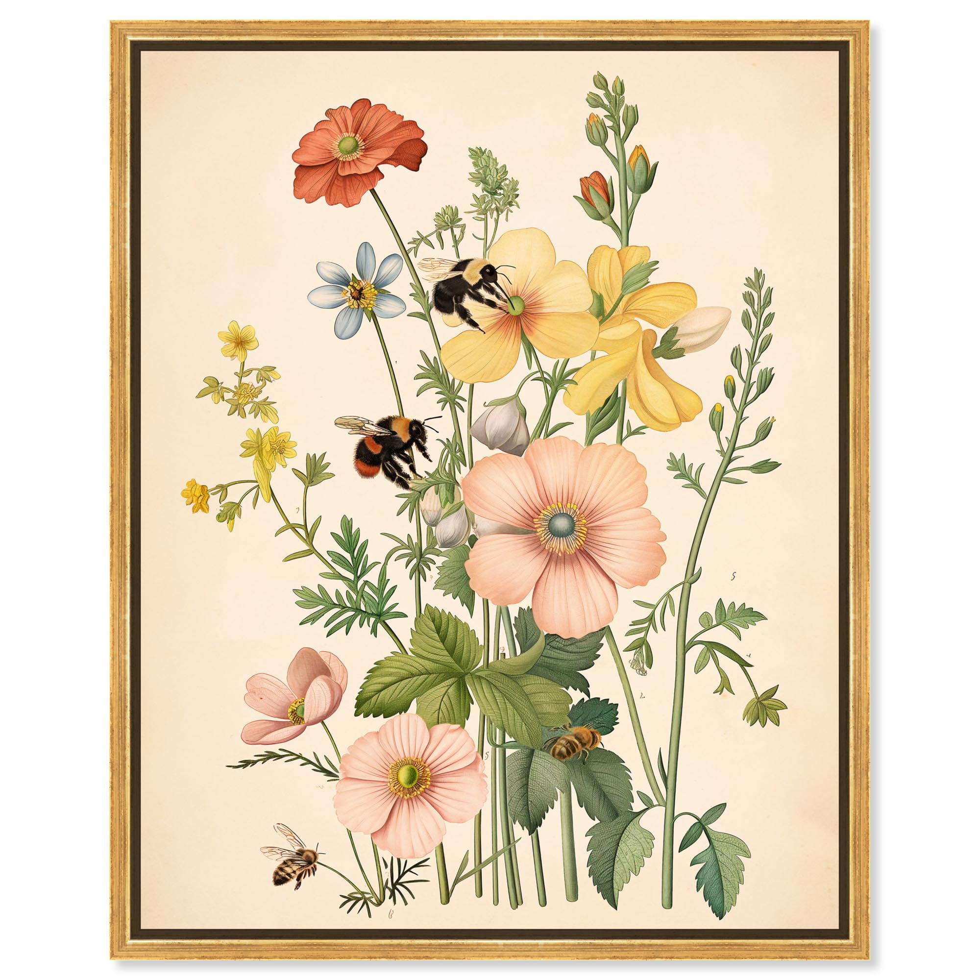Pollinator Portrait I Canvas Delicate Floral Art by Art Remedy, Gold ...