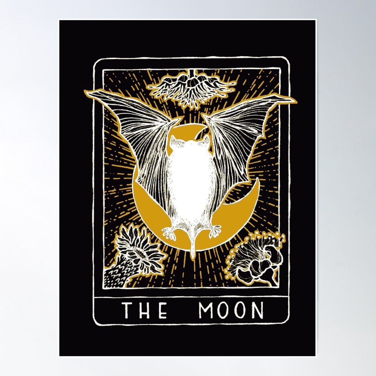 Pollinator Tarot: Moon Bat (Black And Gold) Poster Wall Art, Modern ...
