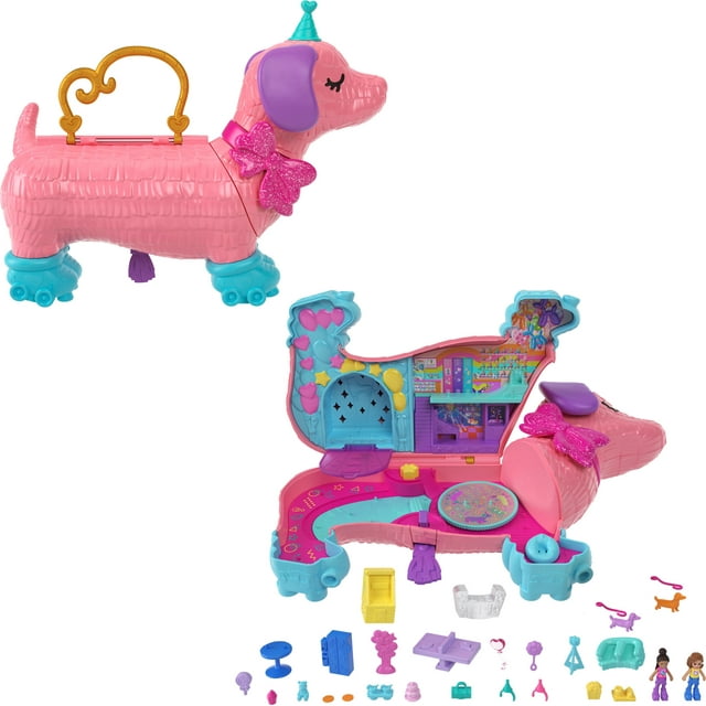 Polly Pocket 2-in-1 Puppy Party Playset, Animal Toy with 2 Dolls ...