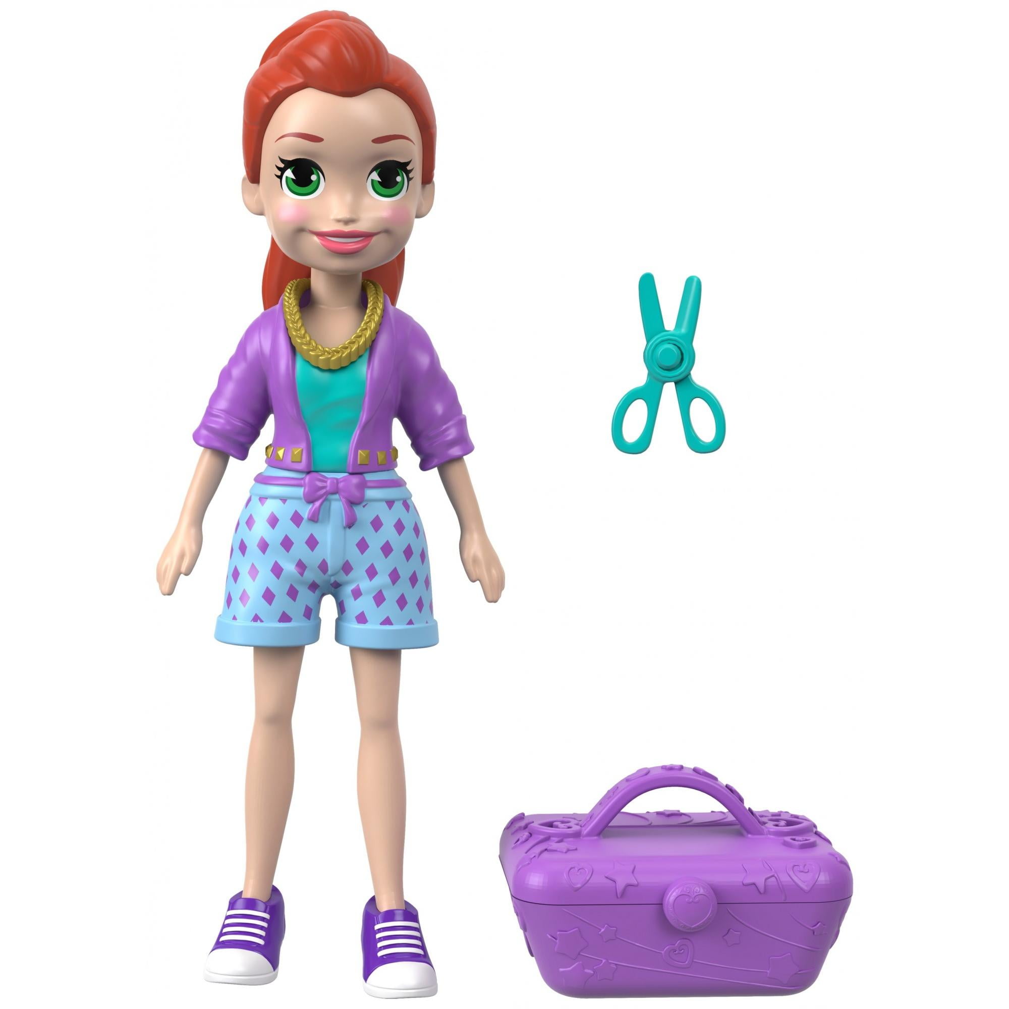 Polly Pocket Active Pose Totes Cute Lila Glam Doll with Salon Kit ...