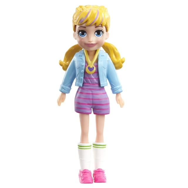 Polly Pocket Collectible Doll ~ Polly Wearing Purple and Pink Striped ...
