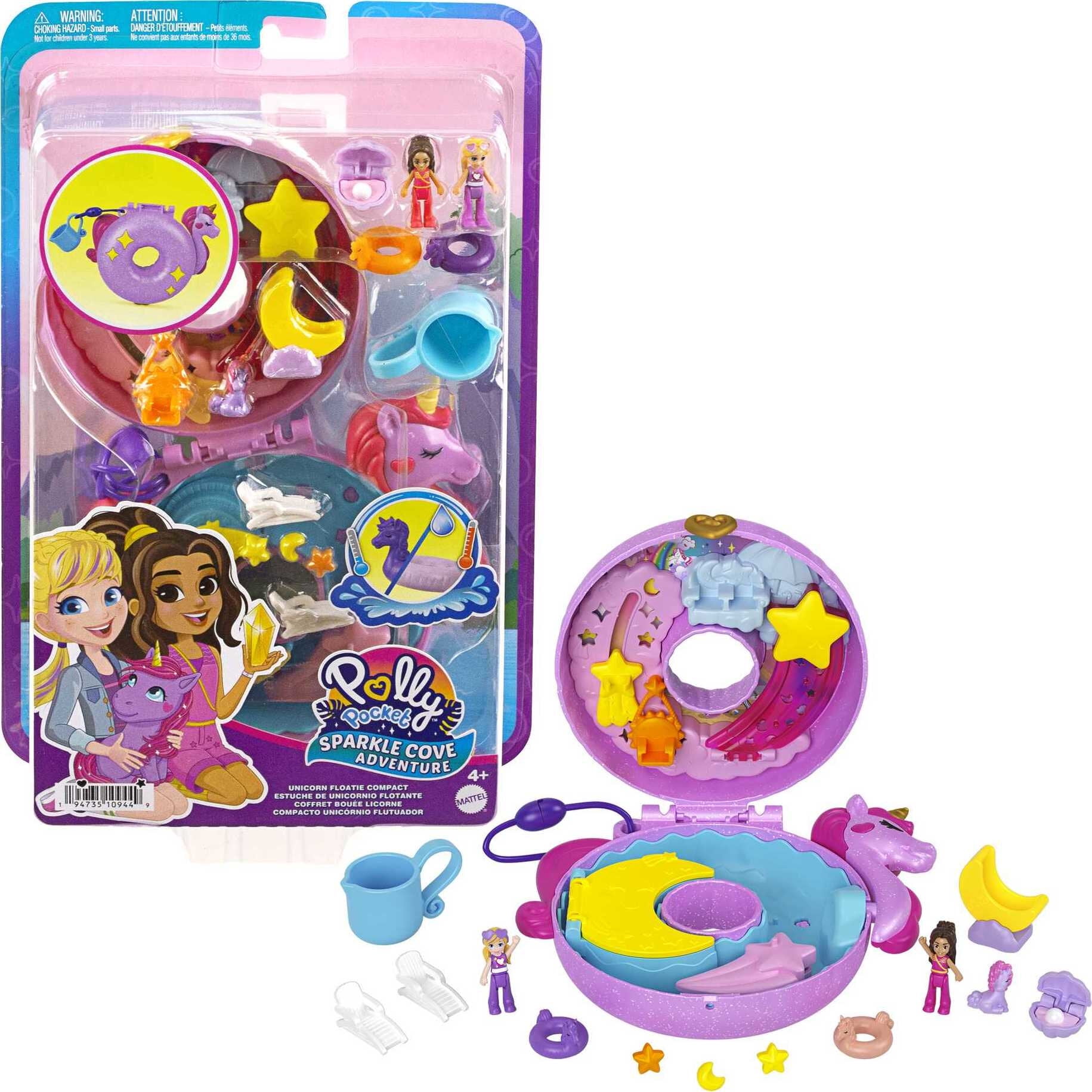 Polly Pocket Dolls and Playset, Unicorn Toys, Sparkle Cove Adventure ...