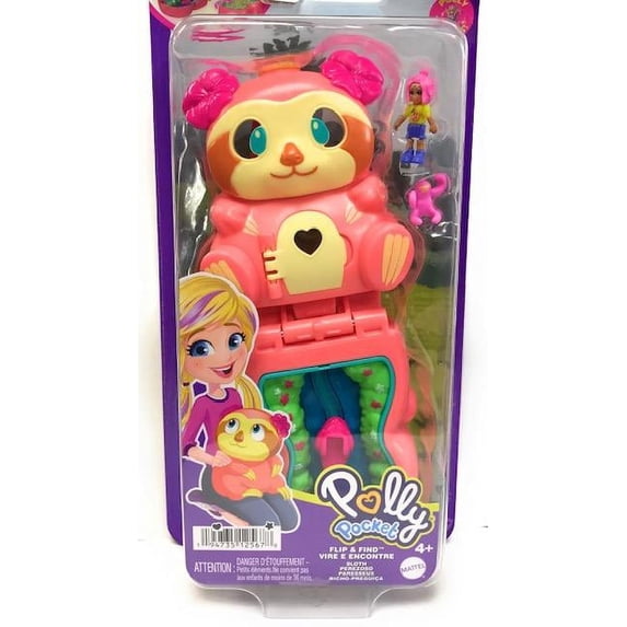Polly Pocket Flip & Find Sloth Compact - Great Gift for Ages 4 Years ...