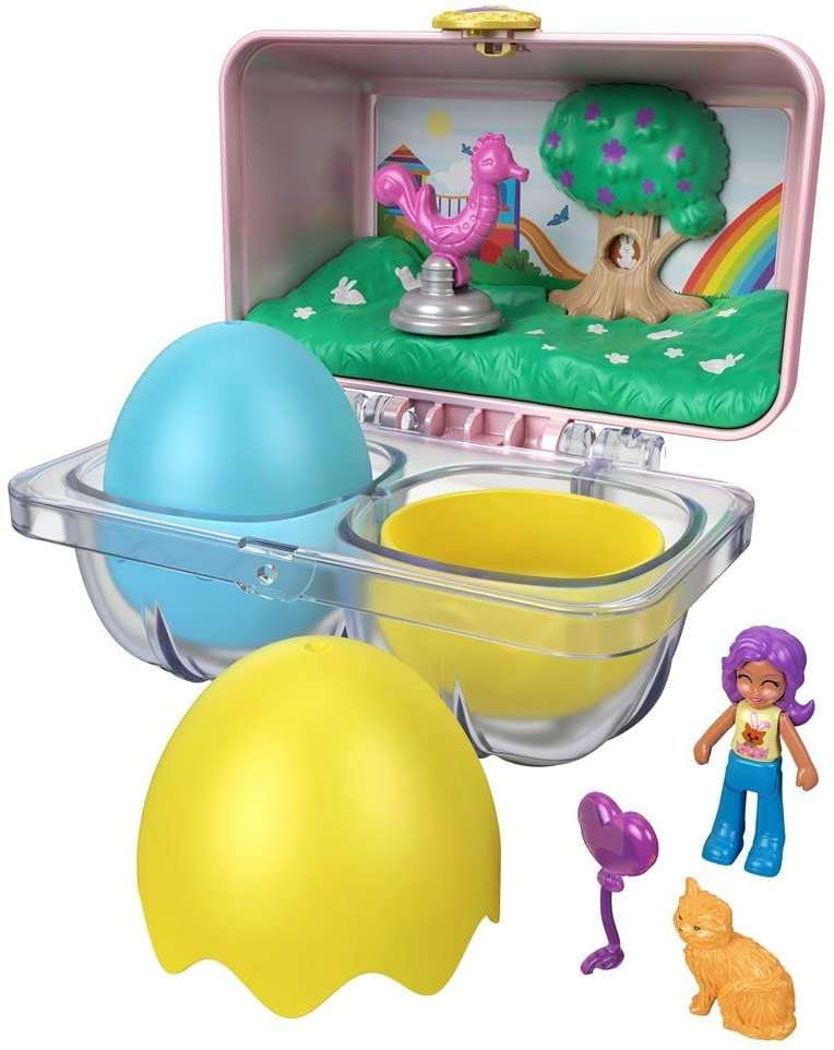 Polly Pocket Surprise Egg Carton - Pink Rainbow Playground with Dolls ...