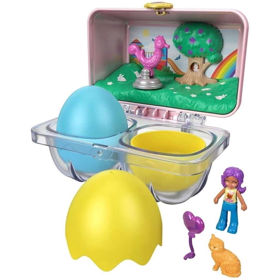 Polly Pocket Surprise Egg Carton - Pink Rainbow Playground with Dolls ...
