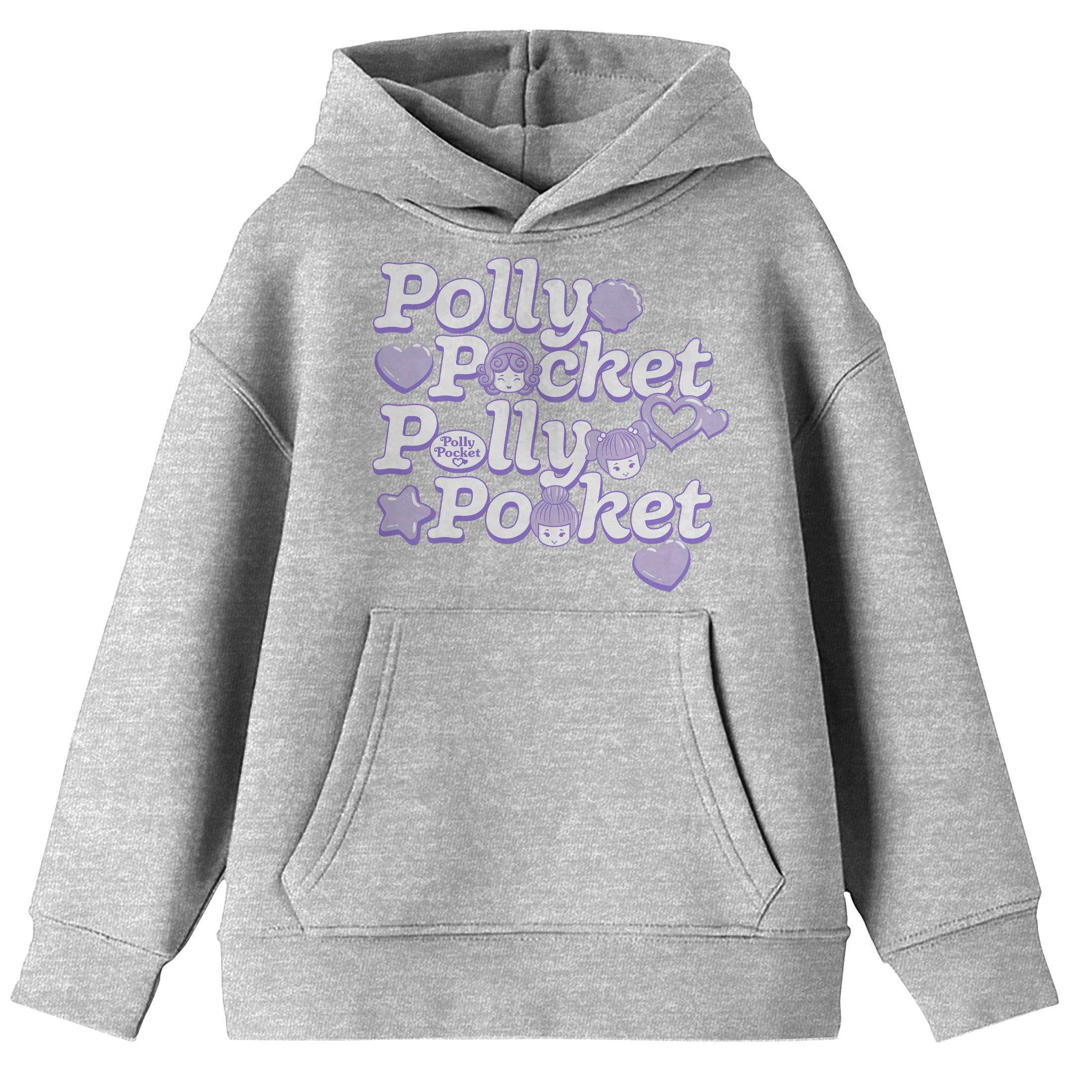Polly Pocket Repeat Text & Icons Long Sleeve Athletic Heather Youth ...