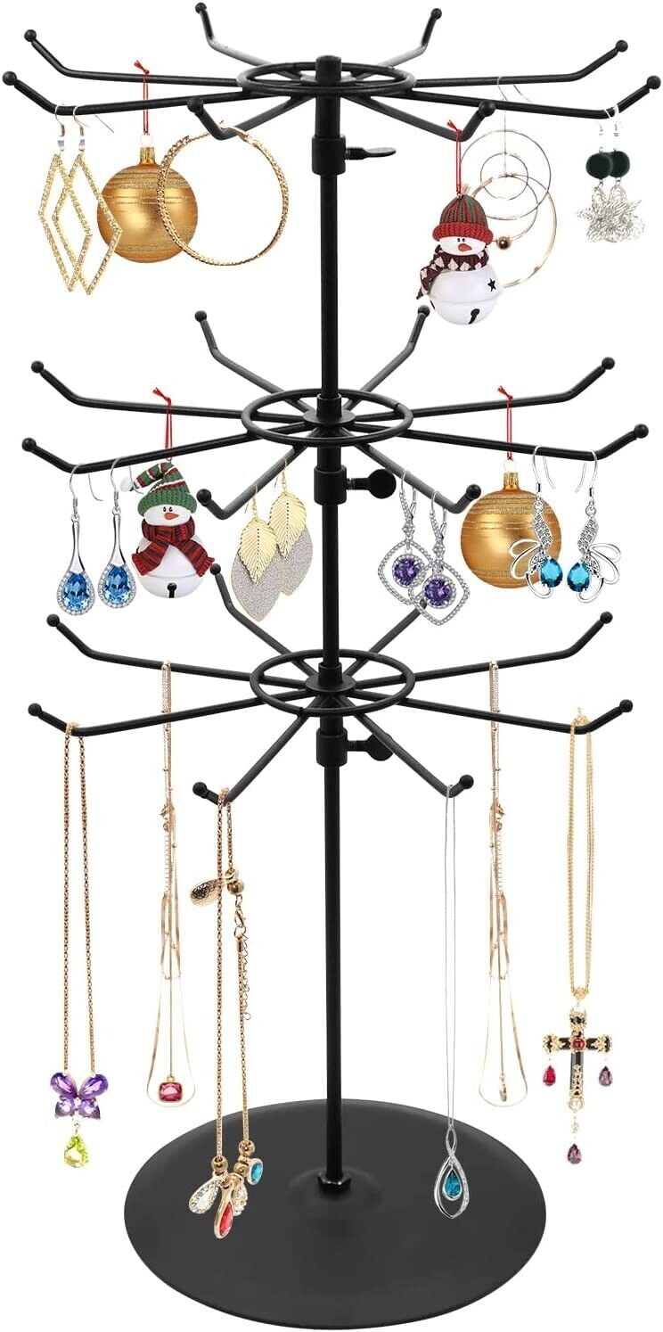 Polmart Adjustable 3 Tier Jewelry Holder, Spinning Display Stand with ...