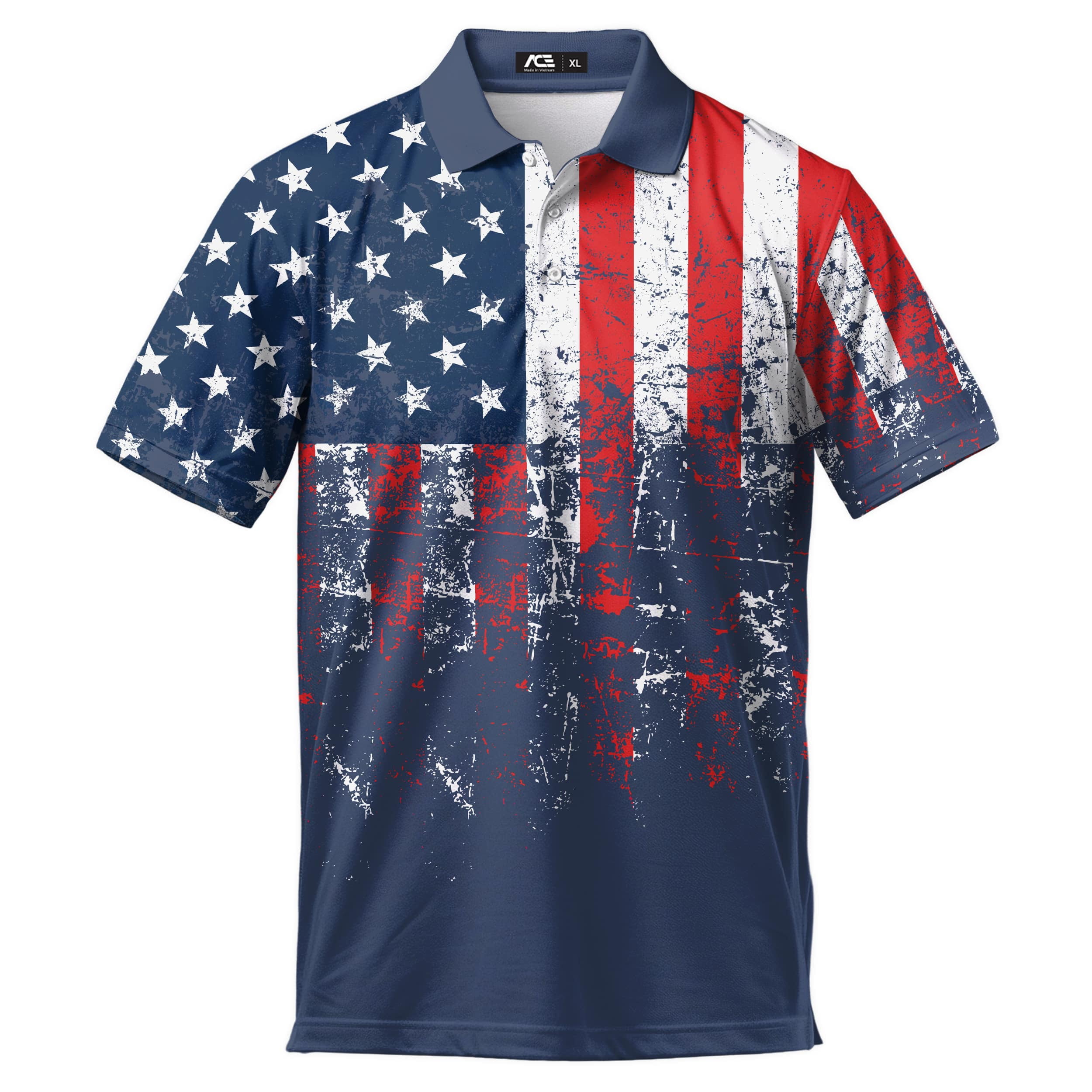 Polo American Flag Hawaiian Shirts For Men Golf Polos Short Sleeve ...