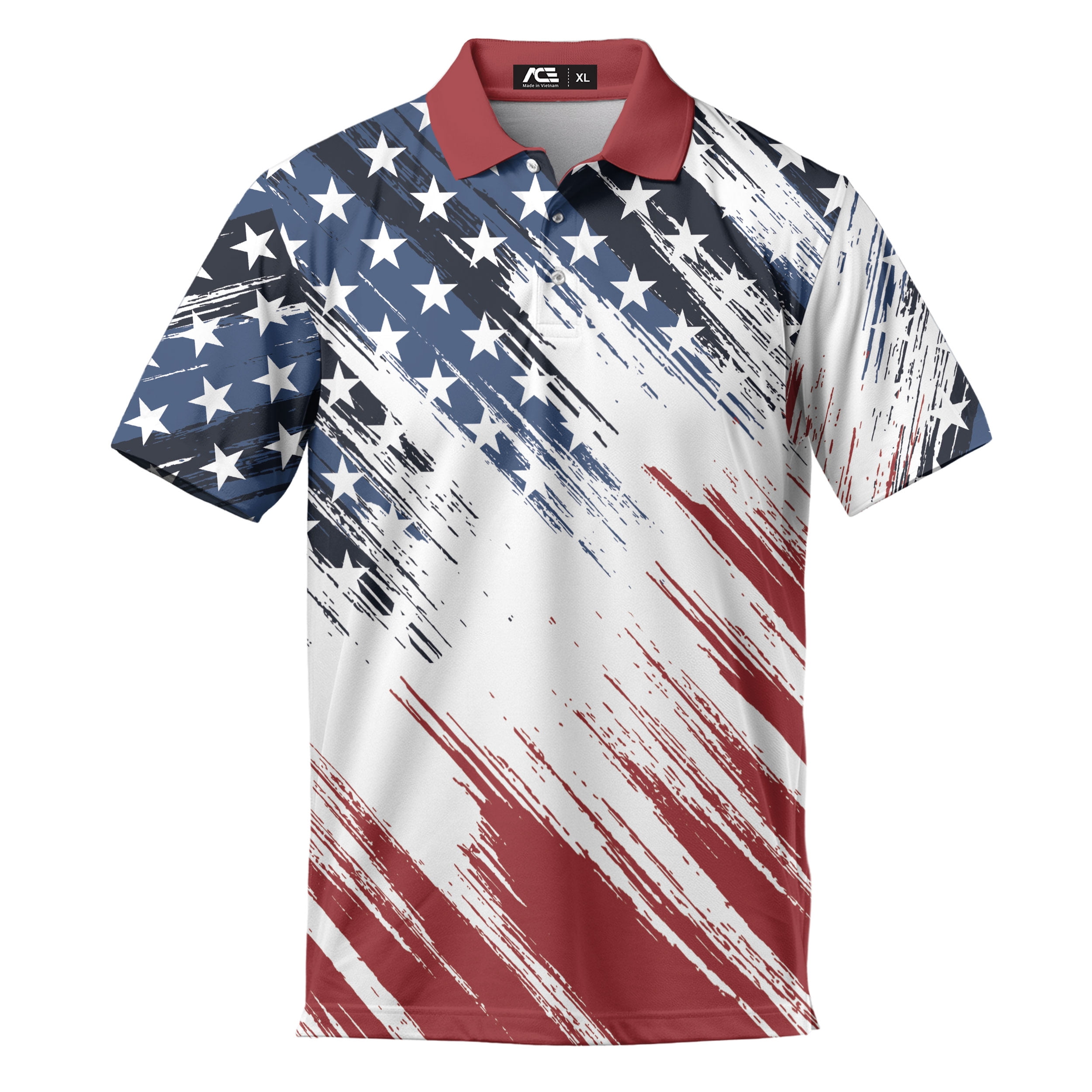 Polo American Flag Hawaiian Shirts For Men Golf Polos Short Sleeve ...
