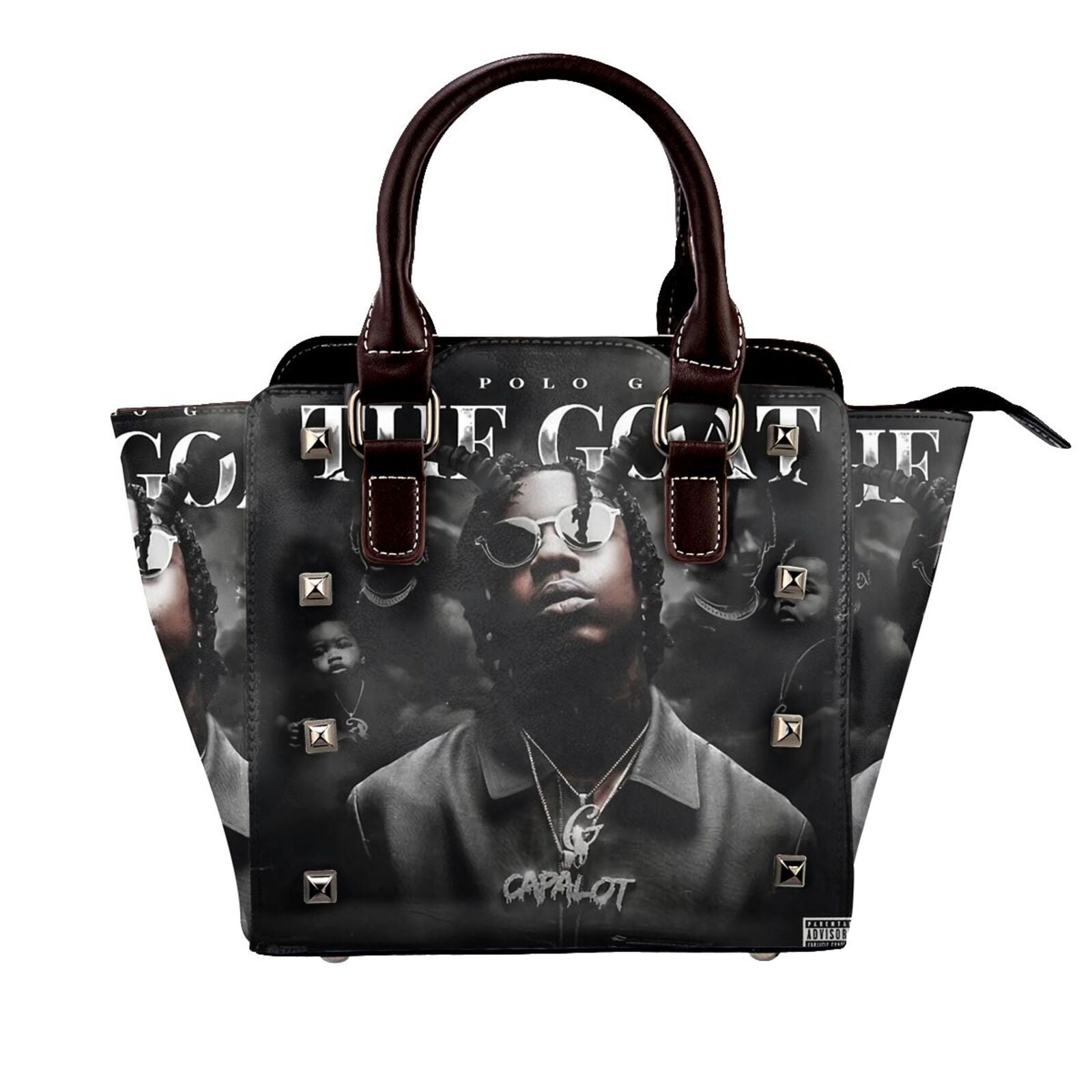 Polo G Handbag Leather Rivet Shoulder Bag Luxury Fashion Shopping Tote ...