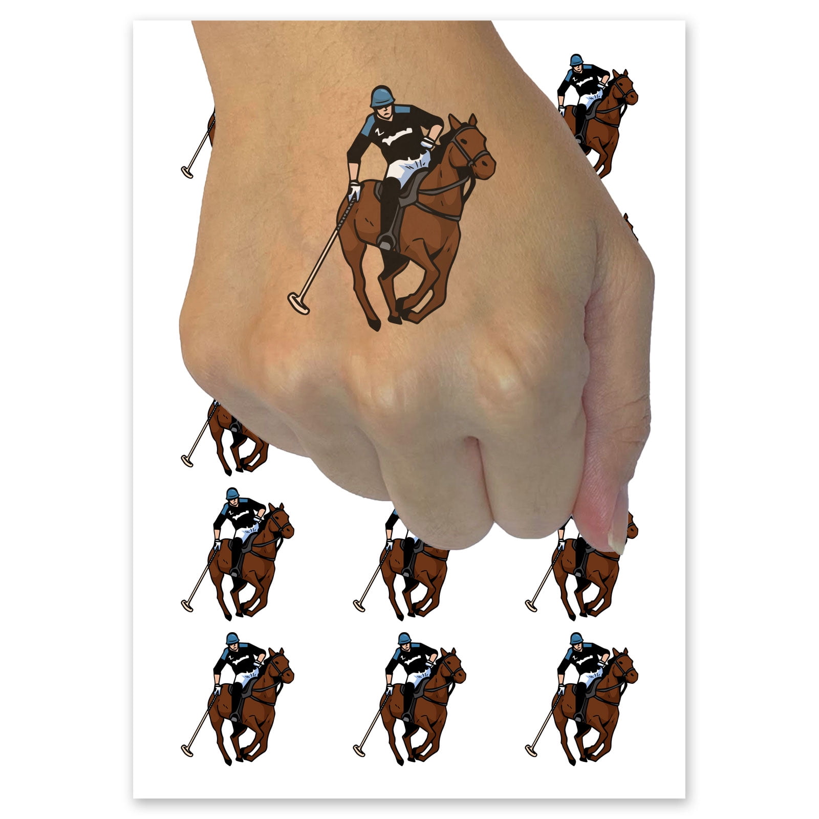 Polo Player On Horse Sport Temporary Tattoo Water Resistant Fake Body ...