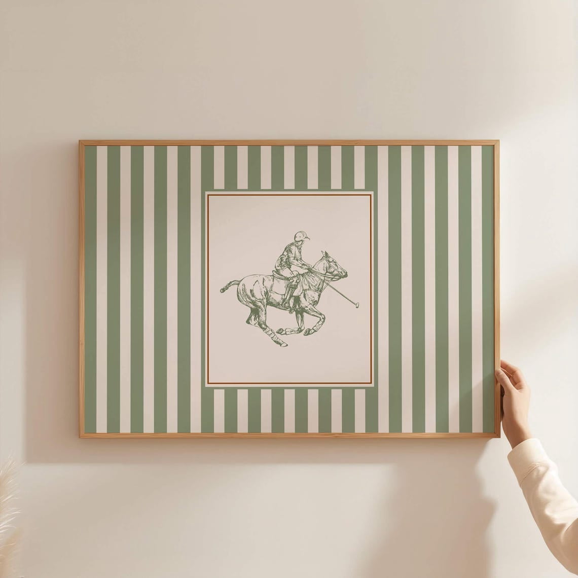 Polo Player Poster, Equestrian Decor, Striped Wall Art, Cowboy Inspired ...