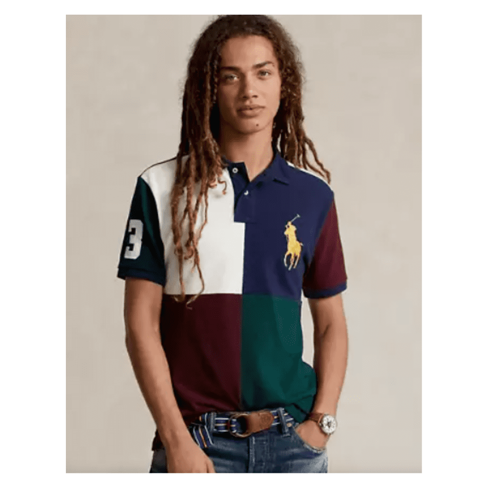 Polo Ralph Lauren Classic Fit Mesh Polo Shirt, Navy Multi, 2LT ...