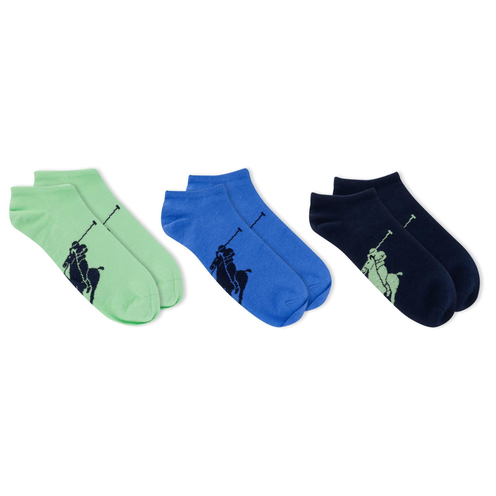 Polo Ralph Lauren Men's 3-Pack Big Polo Player Ped Sock, Kiwi, 10-13 ...