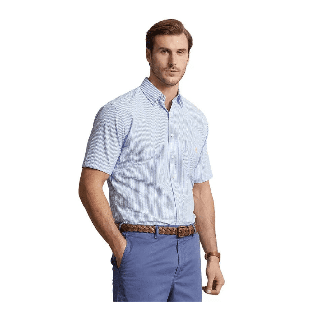 Polo Ralph Lauren Men's Big and Tall Seersucker Shirt,Blue, 2LT ...