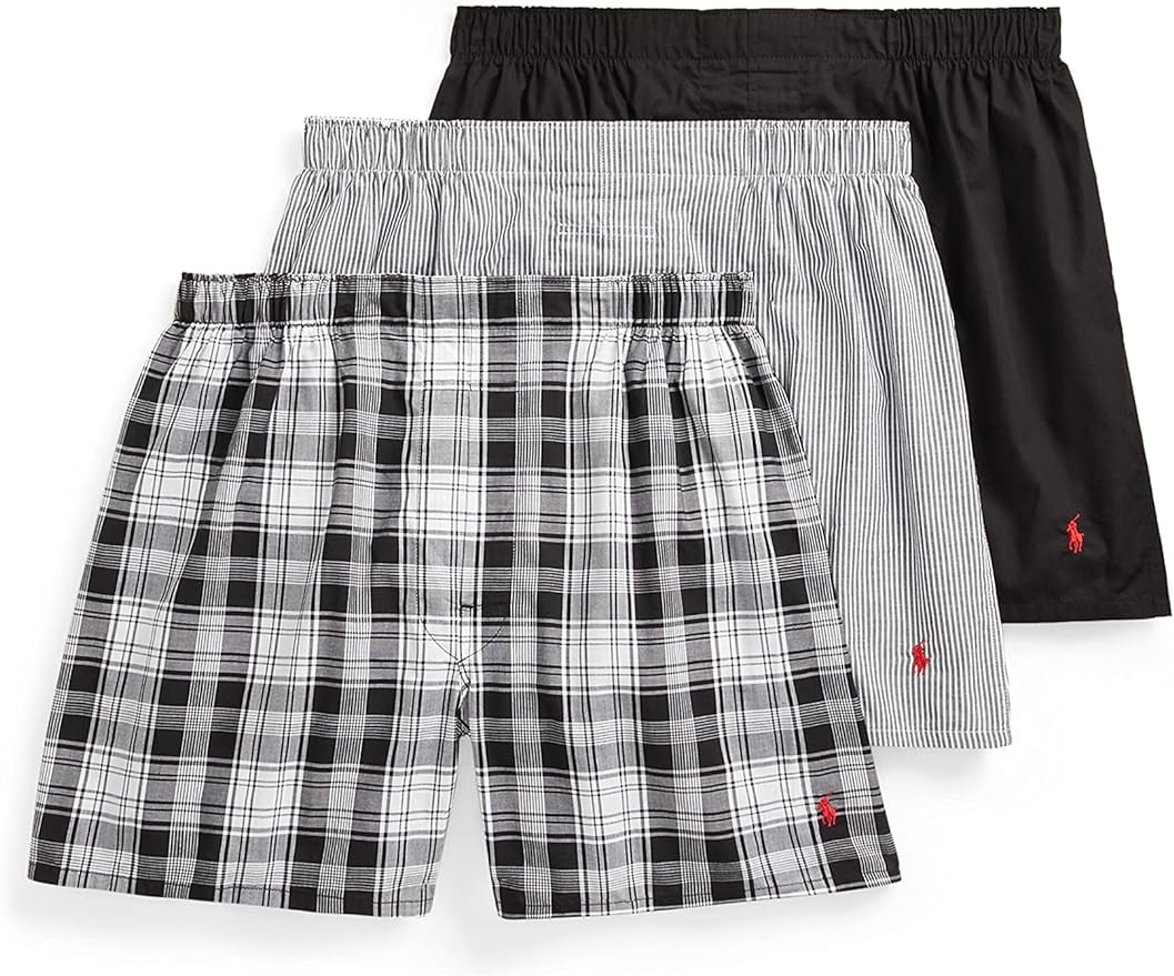 Polo Ralph Lauren Men's Classic Fit Woven Cotton Boxers (3 Pack ...