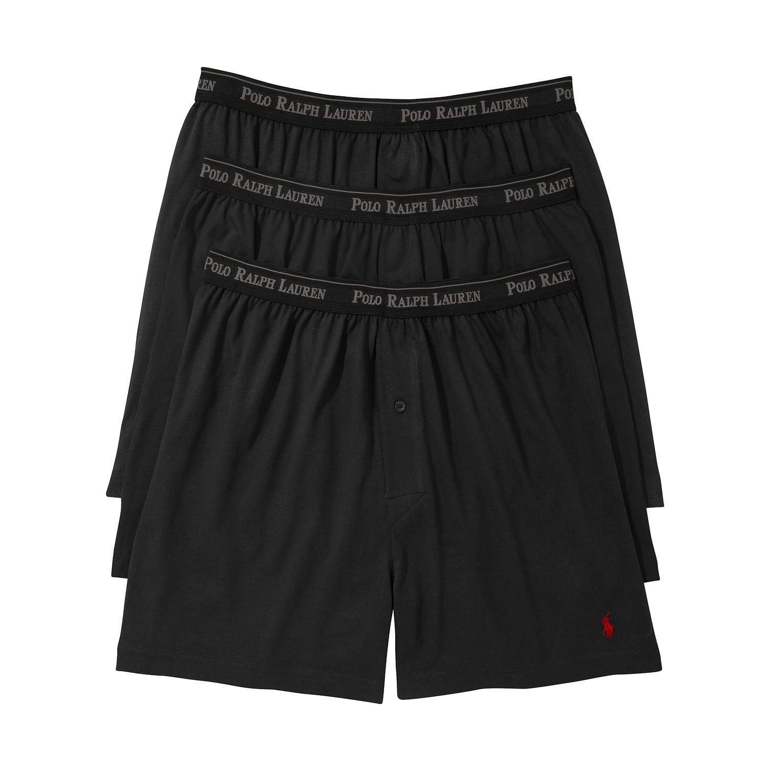 Polo Ralph Lauren Mens 3-Pk. Cotton Classic Knit Boxers (Small, Black ...