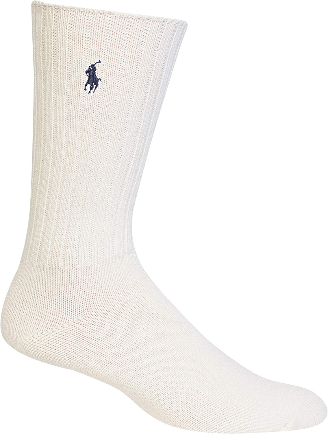 POLO RALPH LAUREN Men's Classic Sport Solid Socks 6 Pair Pack - Cushioned Cotton Comfort, White ...