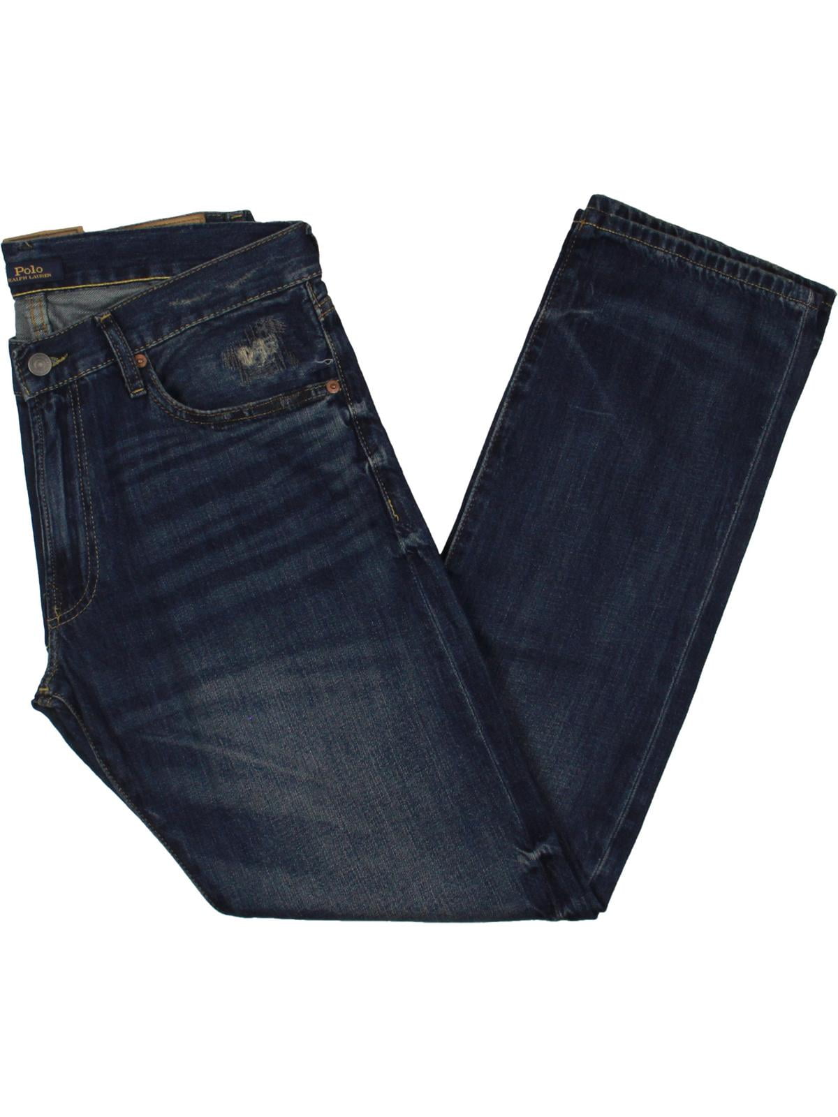 Polo Ralph Lauren Mens Distressed Slim-Fit Straight Leg Varick Designer ...