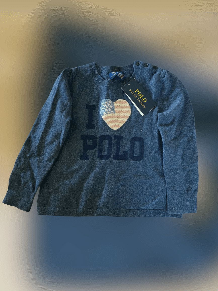 Polo Ralph Lauren NAVY BLUE Girls HEART POLO SWEATER, Size 4T - Walmart.com