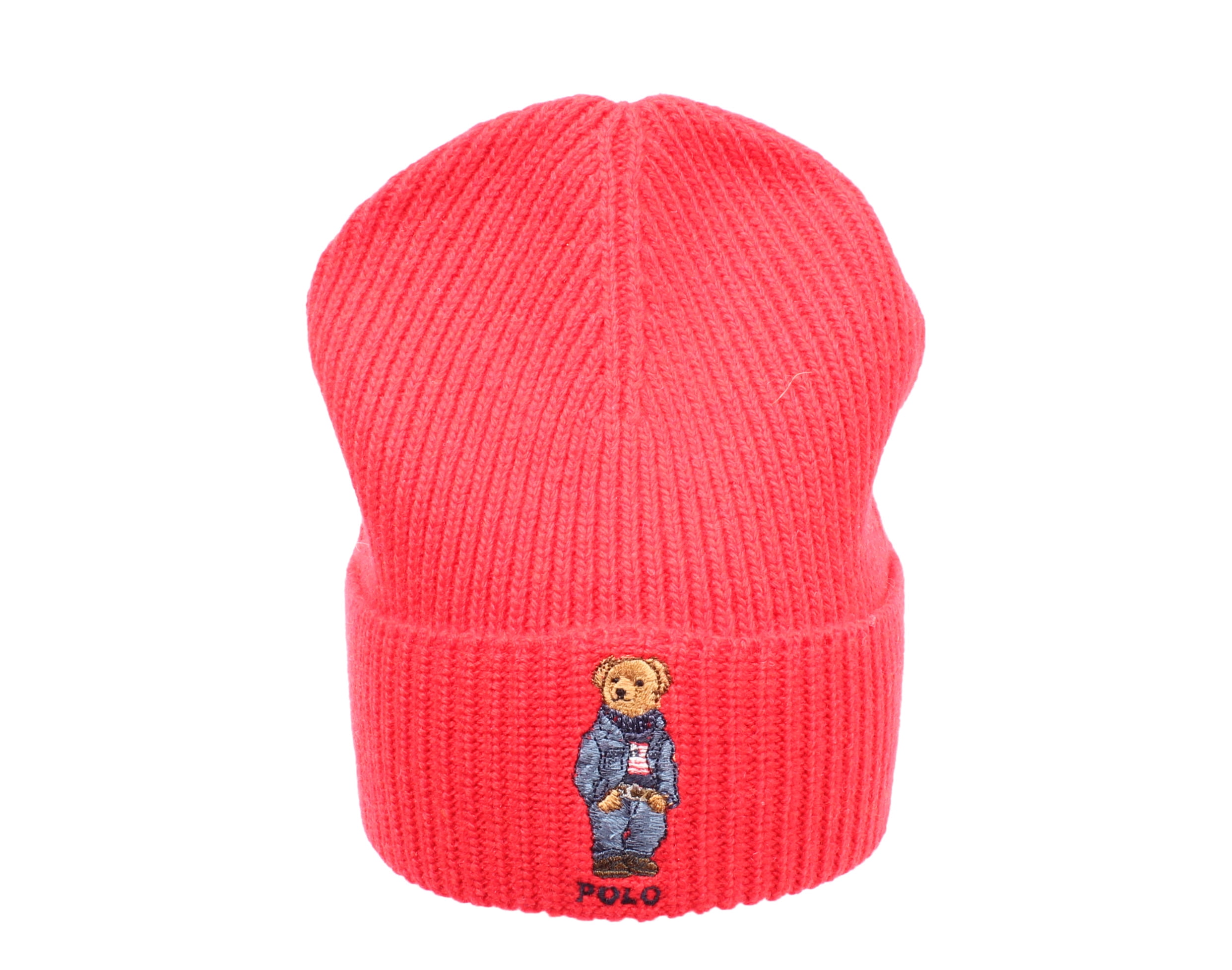 Polo Ralph Lauren Polo Bear Jean Jacket Sweater Knit Cuffed Hat OS ...