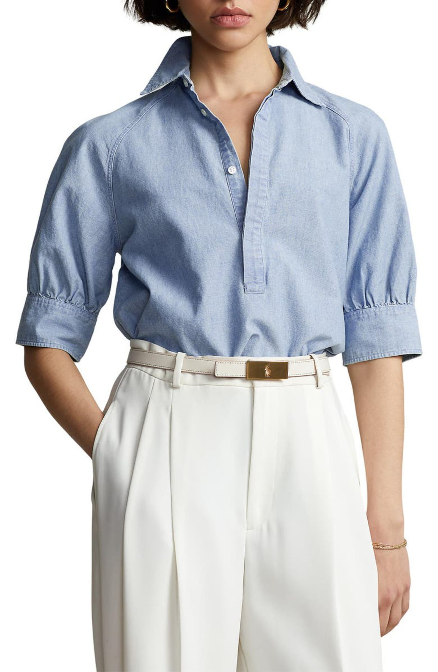 Polo Ralph Lauren Women's Blouse Chambray Size 0 - Walmart.com