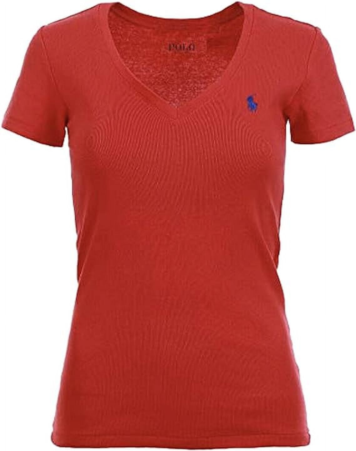 Polo Ralph Lauren Women's Classic Fit V-Neck T-Shirt , Red Navy Pony ...