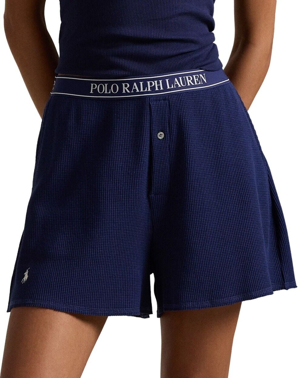 Polo Ralph Lauren Womens Waffle Knit Boxer Short - 4P0150 (Navy, S ...