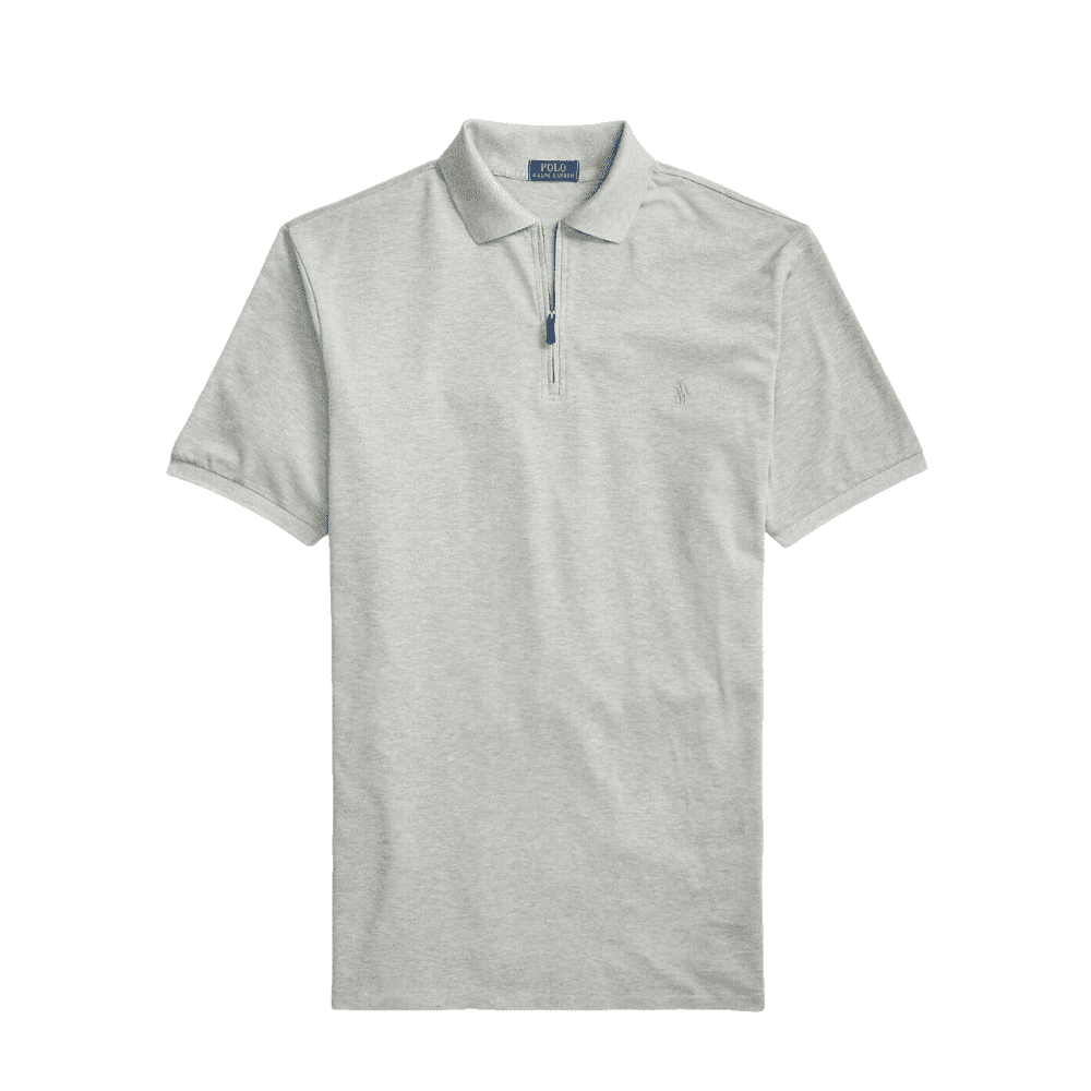 $125 Polo Ralph Lauren Men's, Stretch Mesh Zip-Placket Polo Shirt, Grey ...