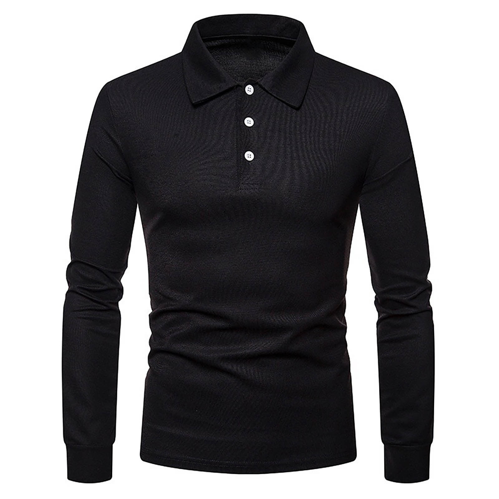 Polo Shirts For Men Long Sleeved Turndown Collar Shirts Casual Buttons ...