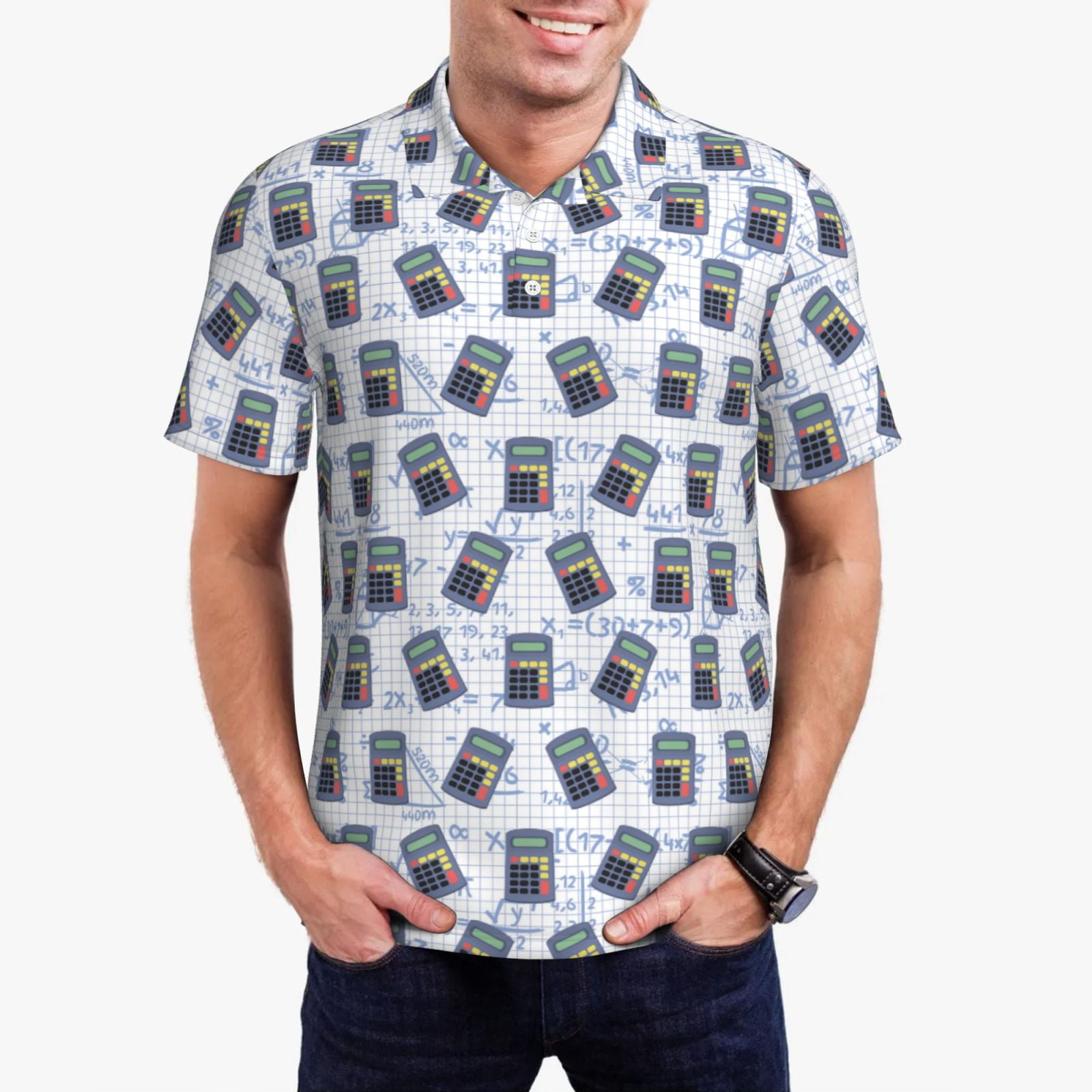Polo Shirts for Men - Math number Print calculator Soft Comfort ...