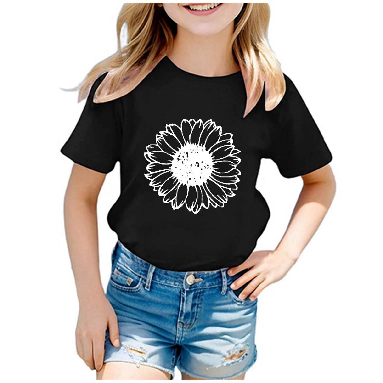Polo Shirts for Girls 12-14 Kids Boys Girls Casual Sunflower Print Crew ...