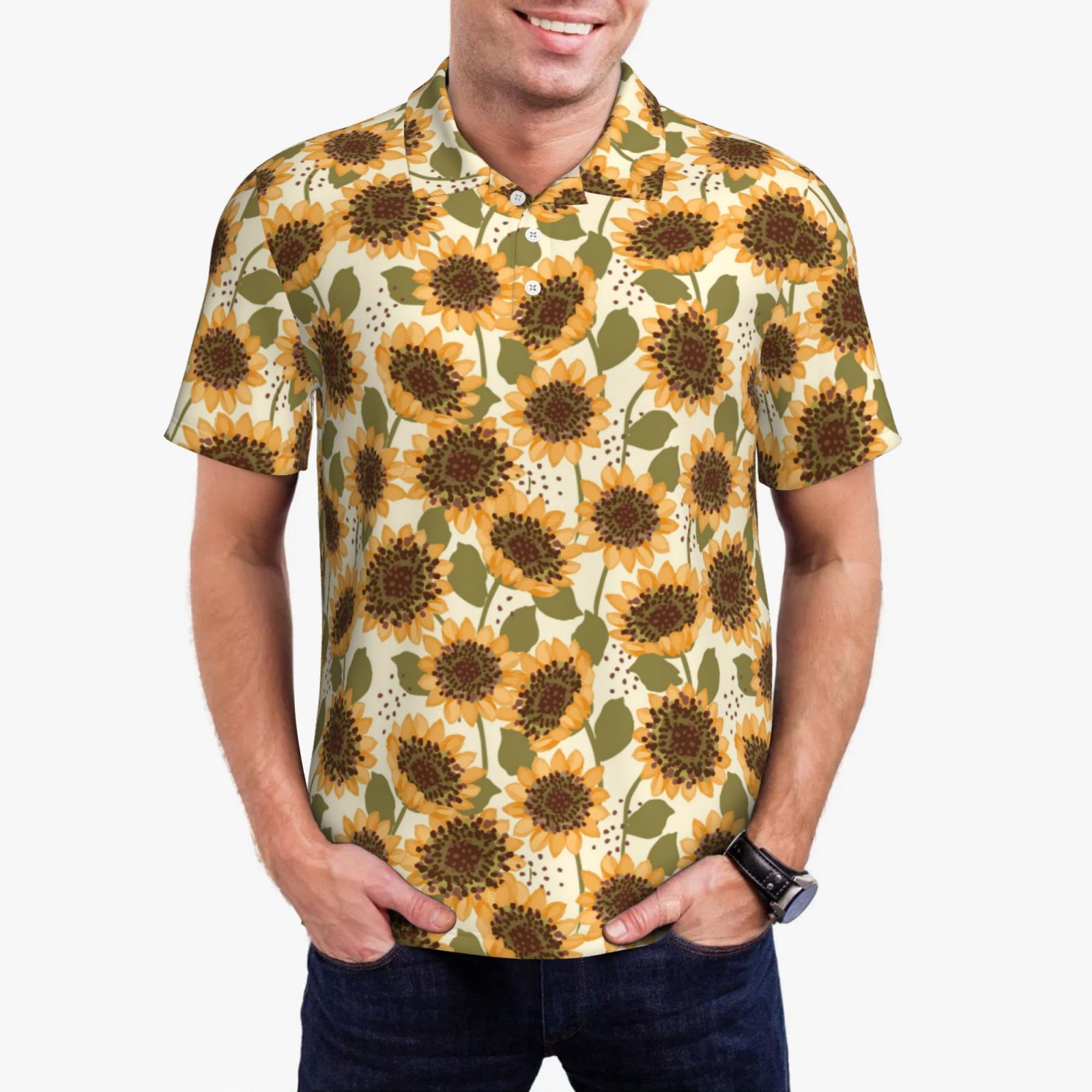 Polo Shirts for Men, Autumn Sunflowers Soft Casual Mens Polo Shirts ...