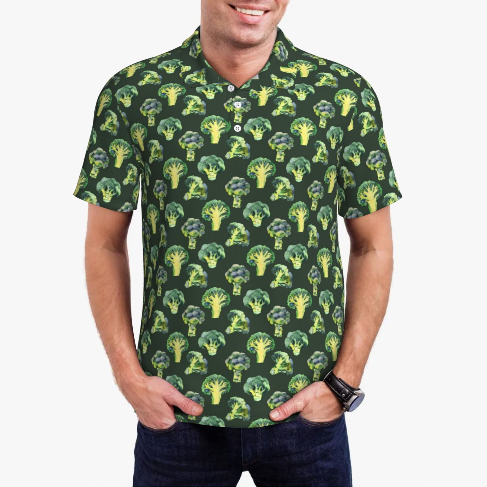 Polo Shirts for Men - Broccoli 3 Mens Polo Shirts Short Sleeve, Button ...