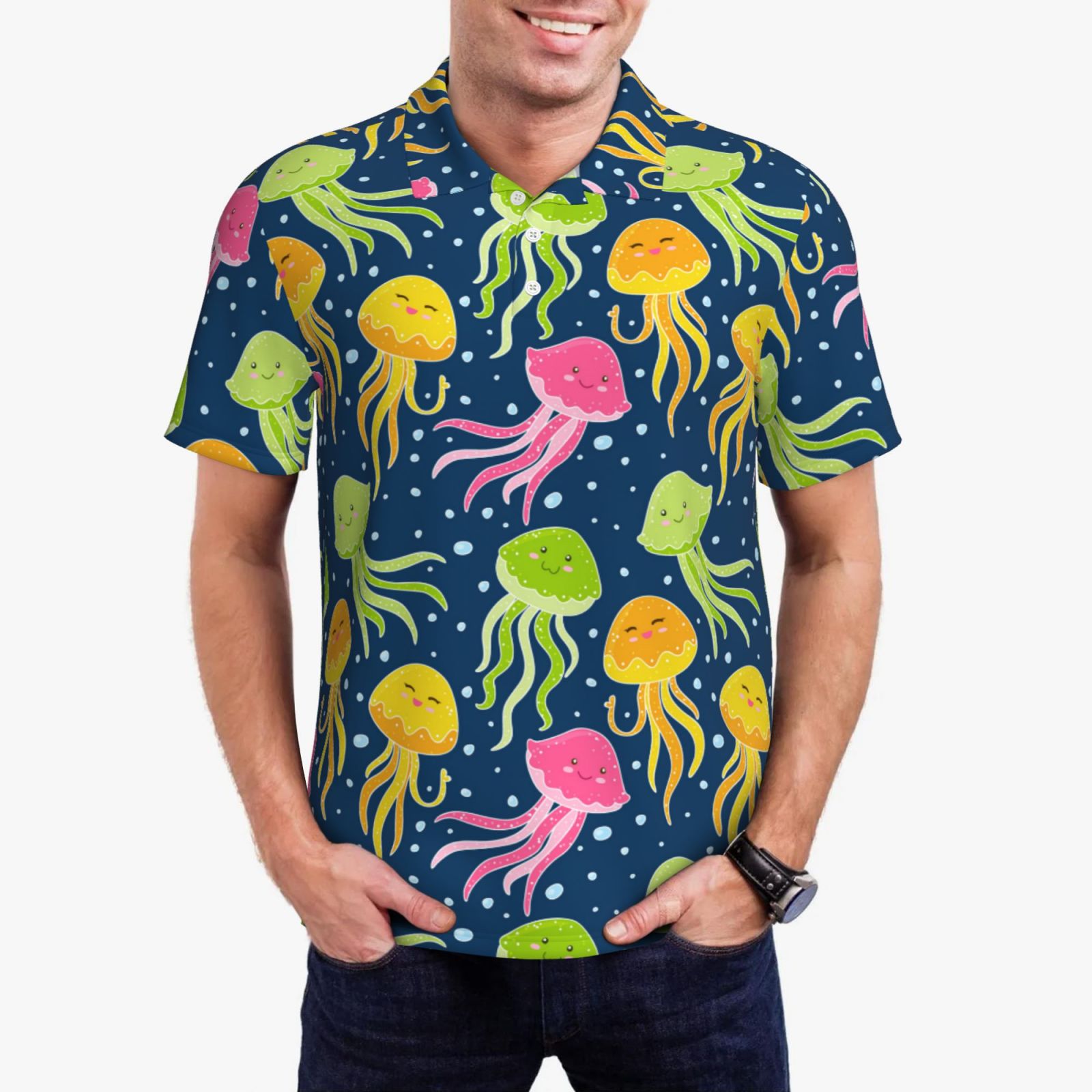 Polo Shirts for Men - Bubble Jellies Soft Comfort Breathable Casual ...