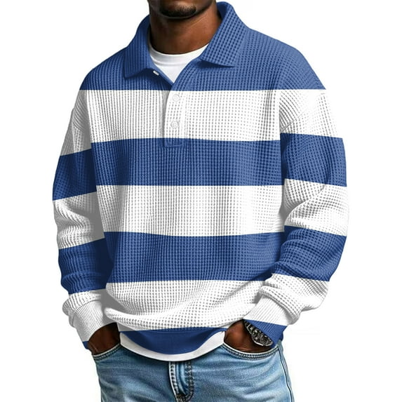 Polo Shirts for Men Button Down Waffle Long Sleeve Shirt Collared Big ...