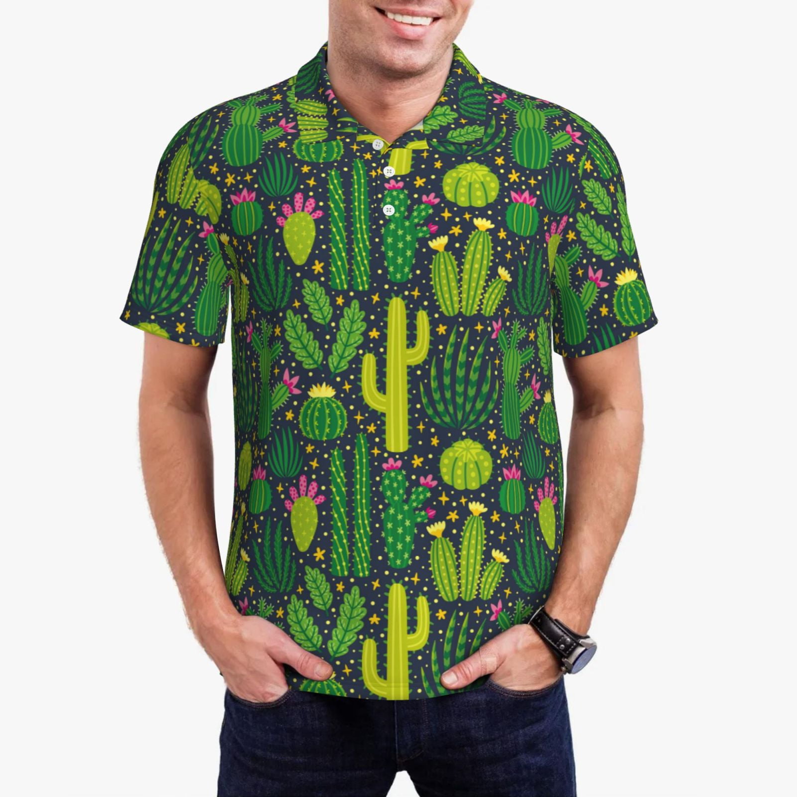 Polo Shirts for Men, Cactus 1 Cuteness Casual Mens Polo Shirts Short ...