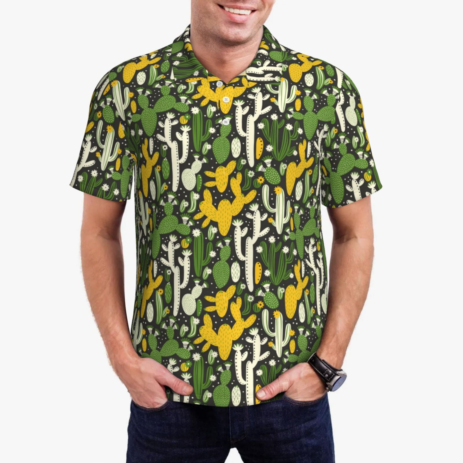 Polo Shirts for Men Cactus 4 Casual Mens Short Sleeve Polo Shirts ...