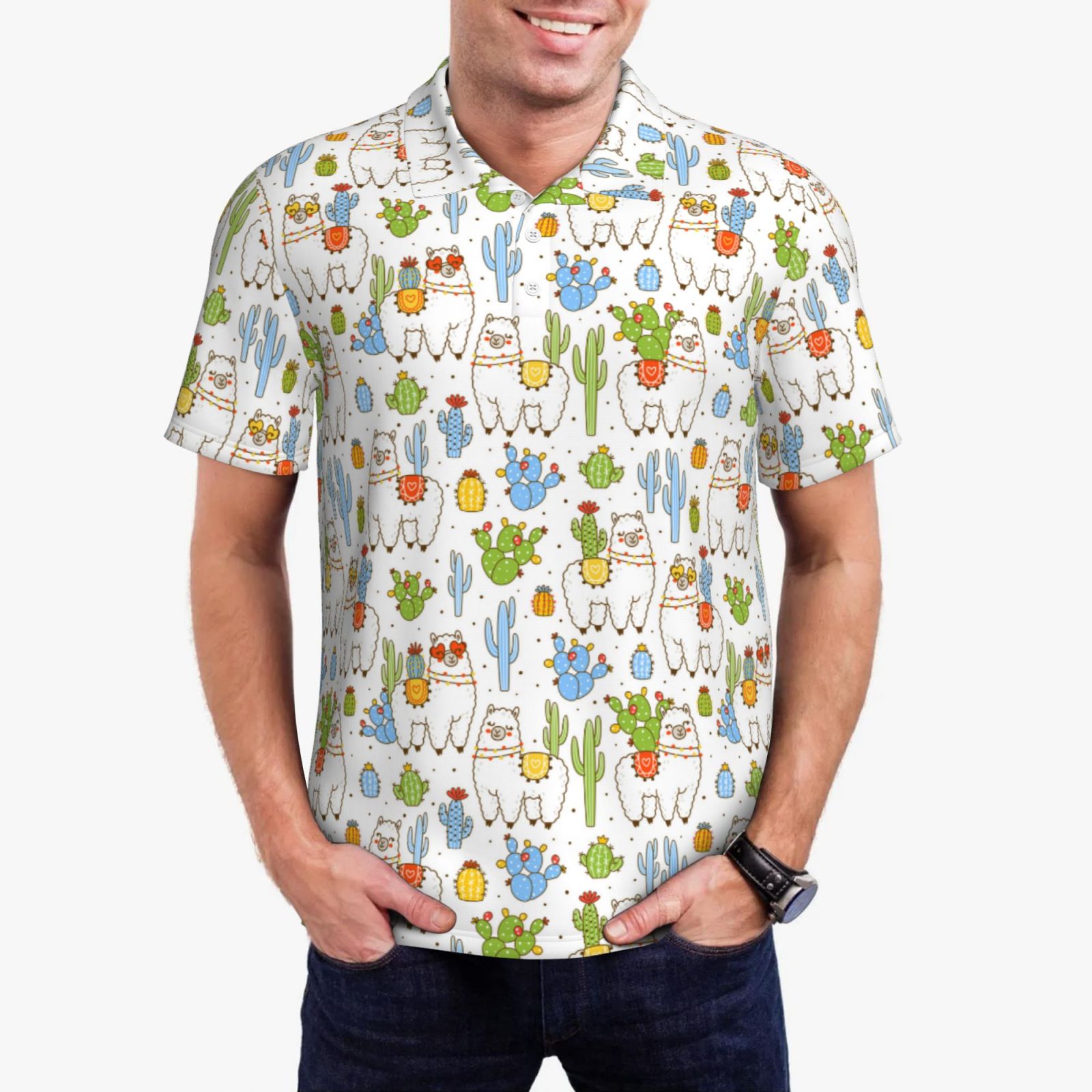 Polo Shirts for Men, Cactus Plants Cuteness Casual Mens Polo Shirts ...