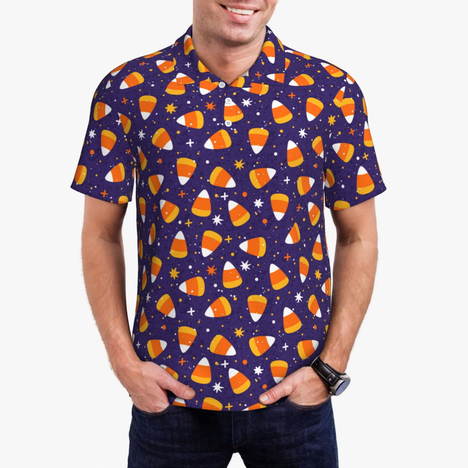 Polo Shirts for Men Candy Corn (2) Casual Mens Short Sleeve Polo Shirts ...