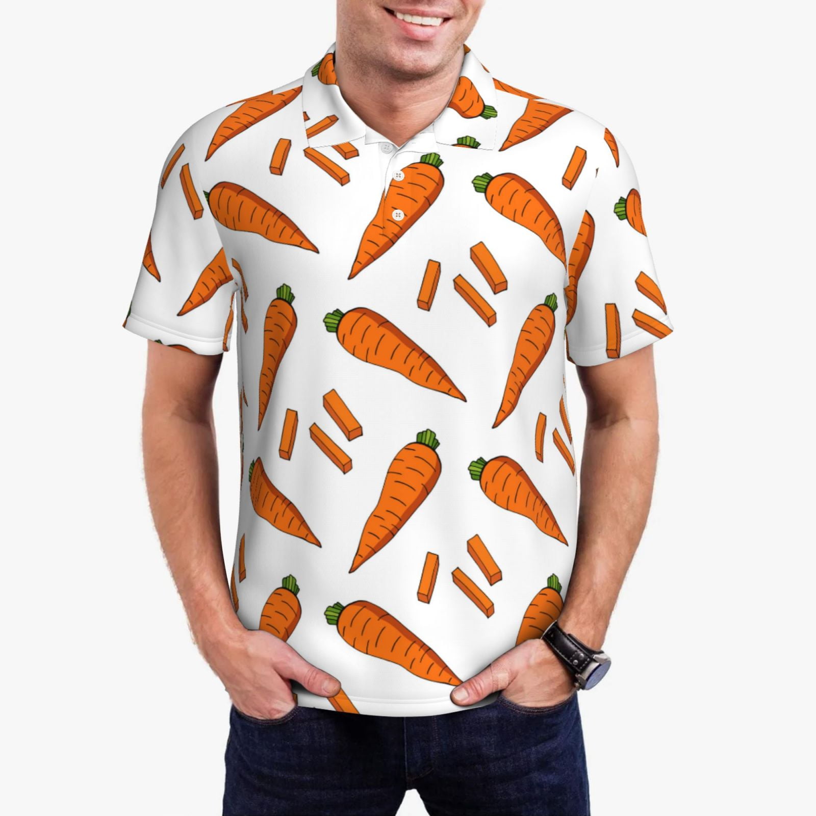 Polo Shirts for Men - Carrot sticks Pattern Mens Polo Shirts Short ...