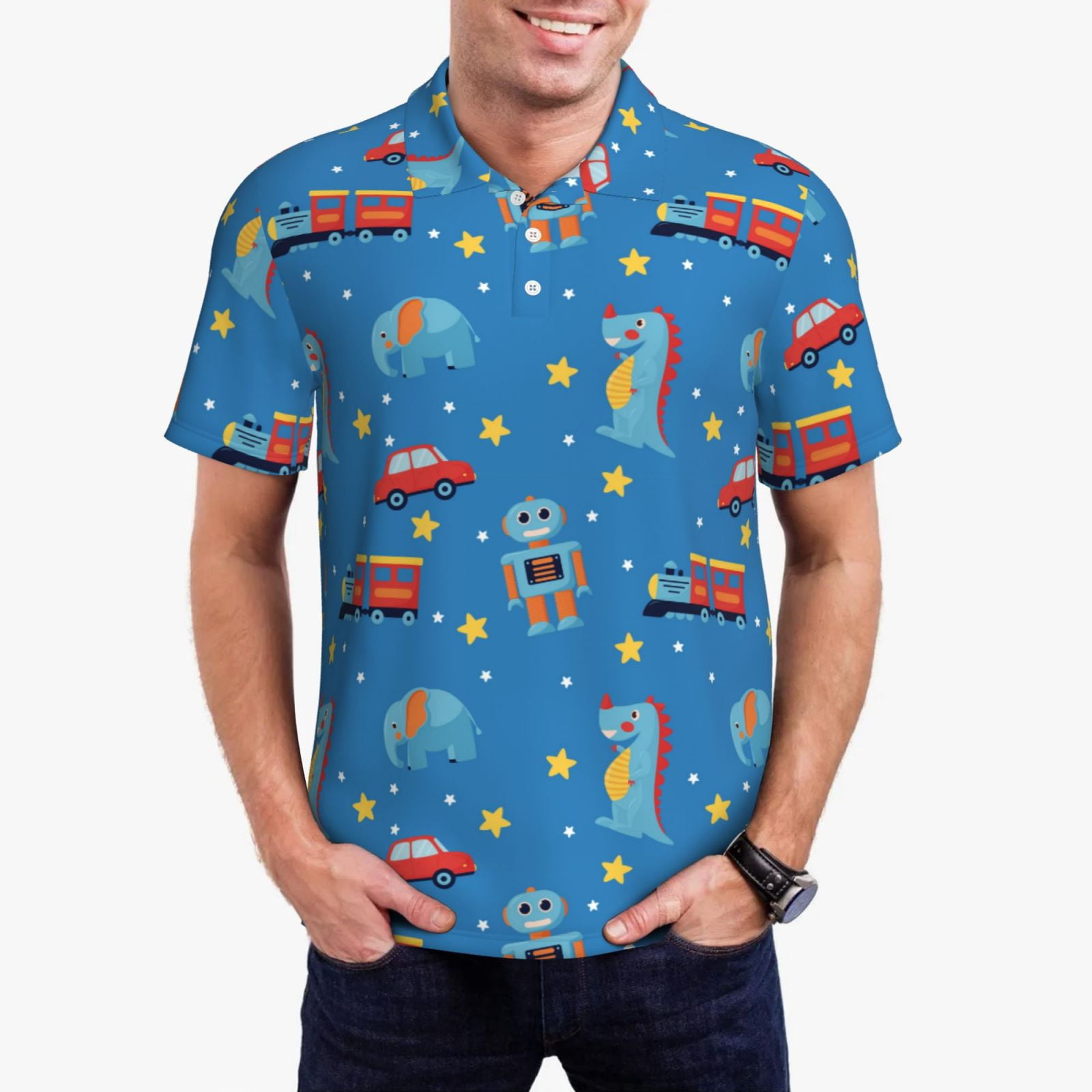 Polo Shirts for Men, Cartoon Animals 1 Cuteness Casual Mens Polo Shirts ...