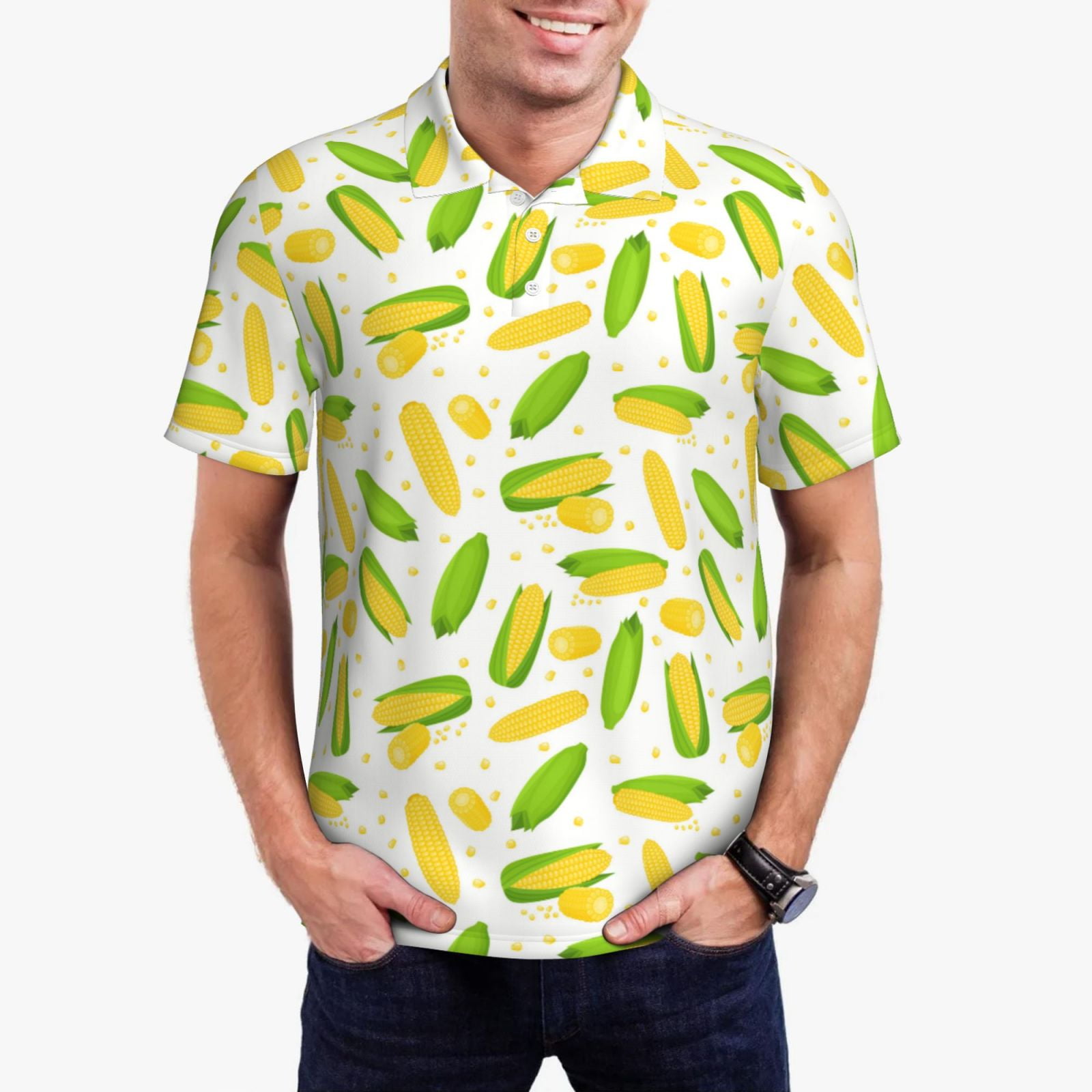 Polo Shirts for Men - Cartoon Corn Mens Polo Shirts Short Sleeve ...