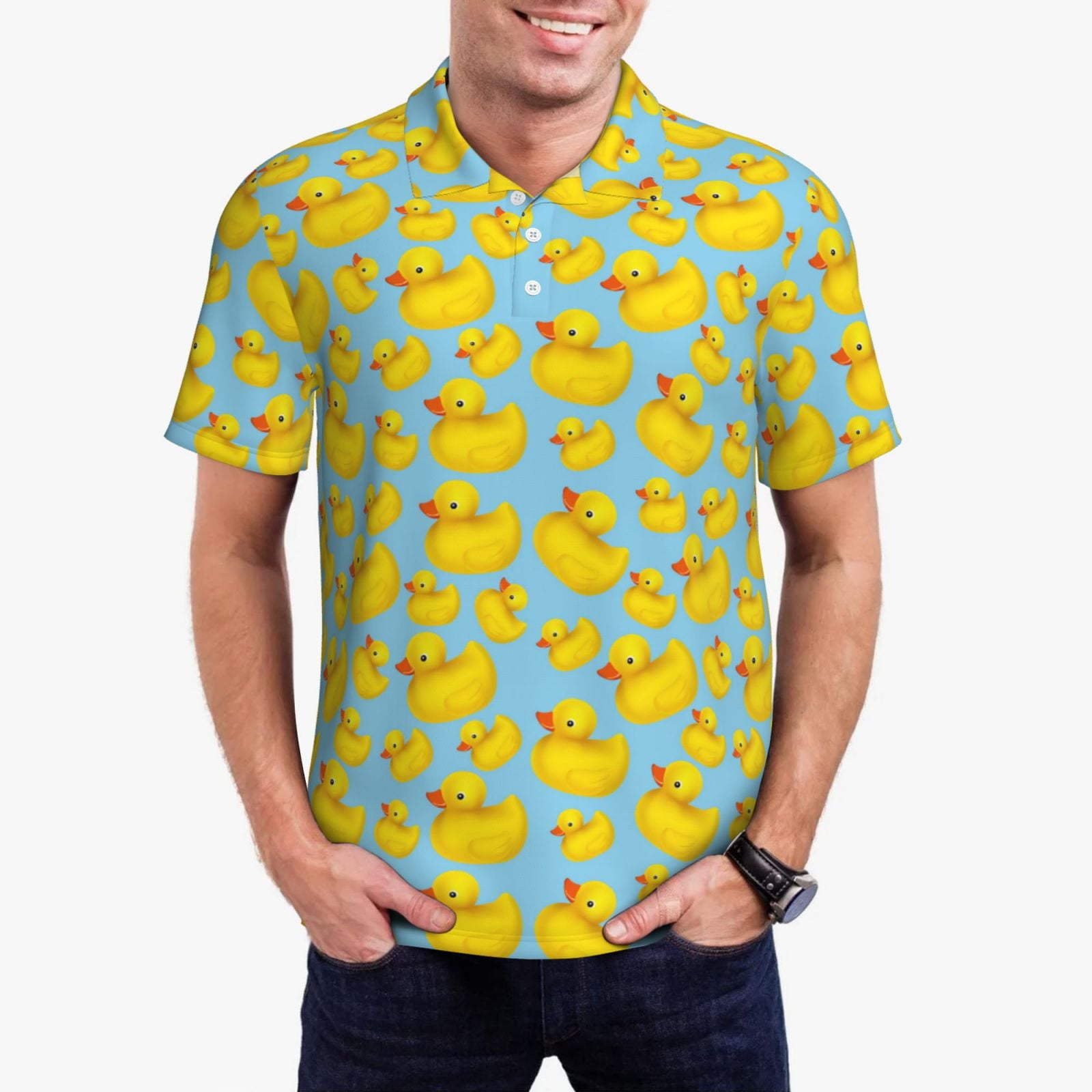 Polo Shirts for Men Cartoon Cute Duck_C Casual Mens Short Sleeve Polo ...